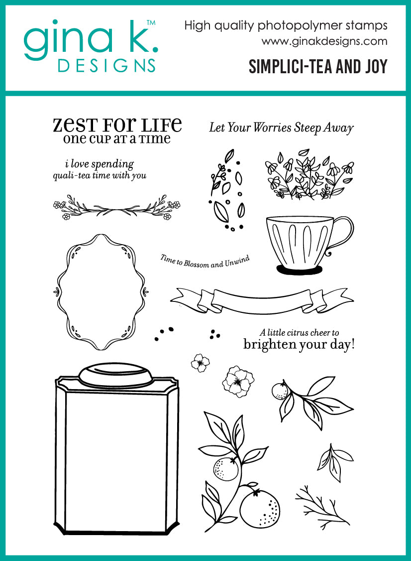 Gina K. Designs - BUNDLE - Stamp, Die Set & Stencil - Simplici-Tea and ...