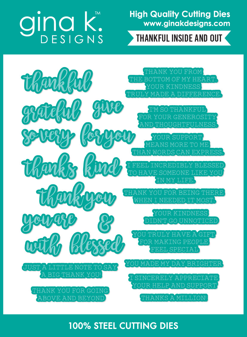 Gina K. Designs - Stamp & Die Set - Thankful Inside and Out - TEMPORAR ...