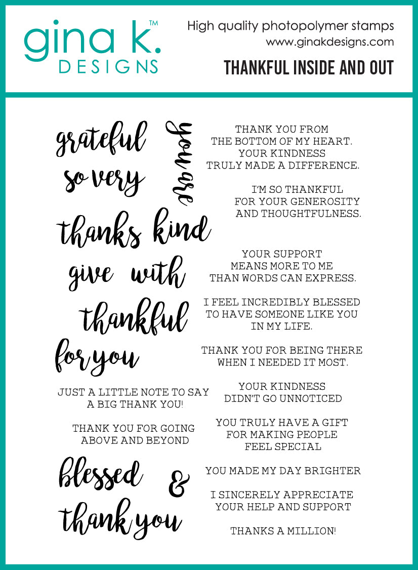 Gina K. Designs - Stamp & Die Set - Thankful Inside and Out - TEMPORAR ...