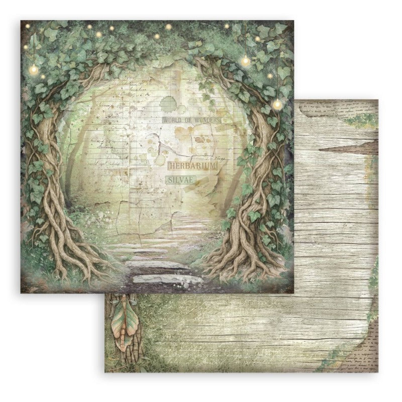 Stamperia - 8X8 Backgrounds Paper Pad - Herbarium Silvae - TEMPORARY P ...