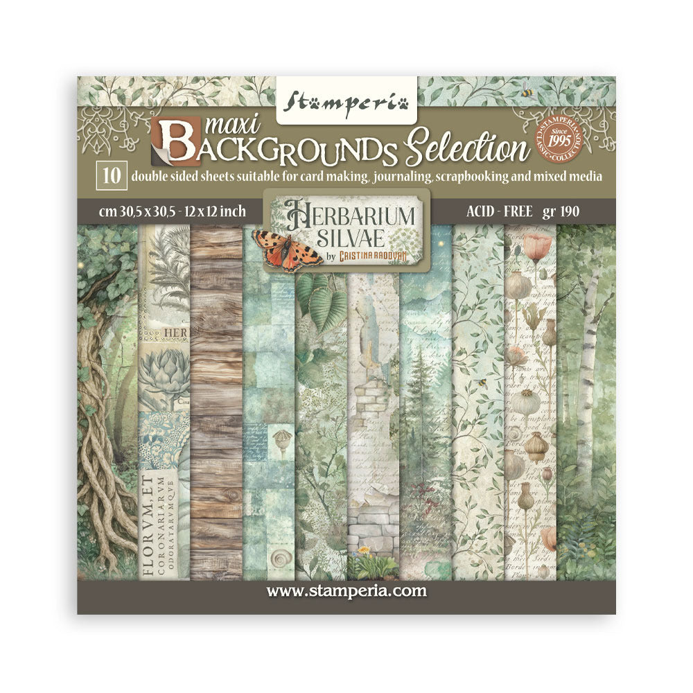 Stamperia - Backgrounds Double-Sided Paper Pad 12X12 - Herbarium Silva ...